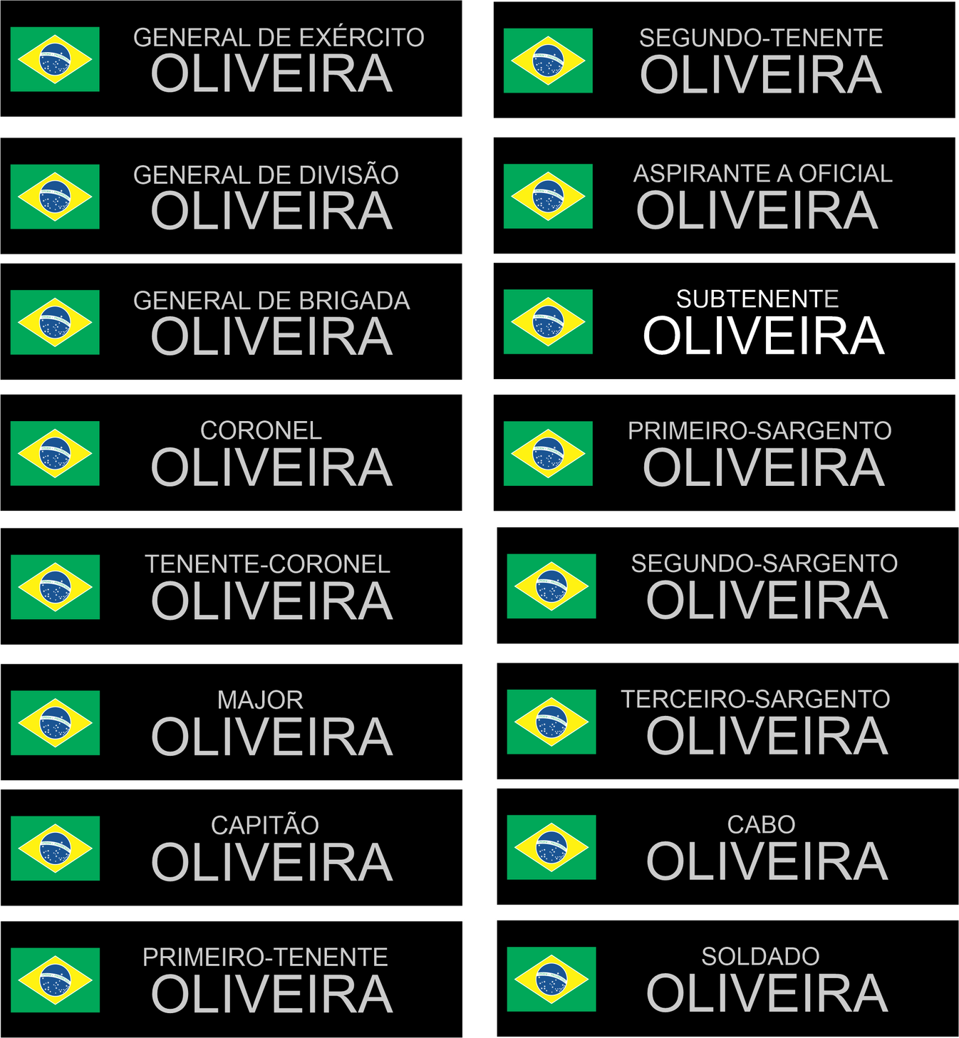 PLAQUETA DE IDENTIFICAÇÃO ACRÍLICA EXÉRCITO MODELO NOVO FIXAÇÃO POR SU ...